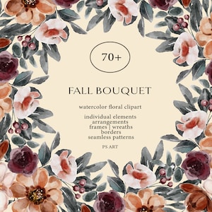 Autumn Watercolor Floral Clipart, Pumpkin Clipart, Berry and Pumpkin ...