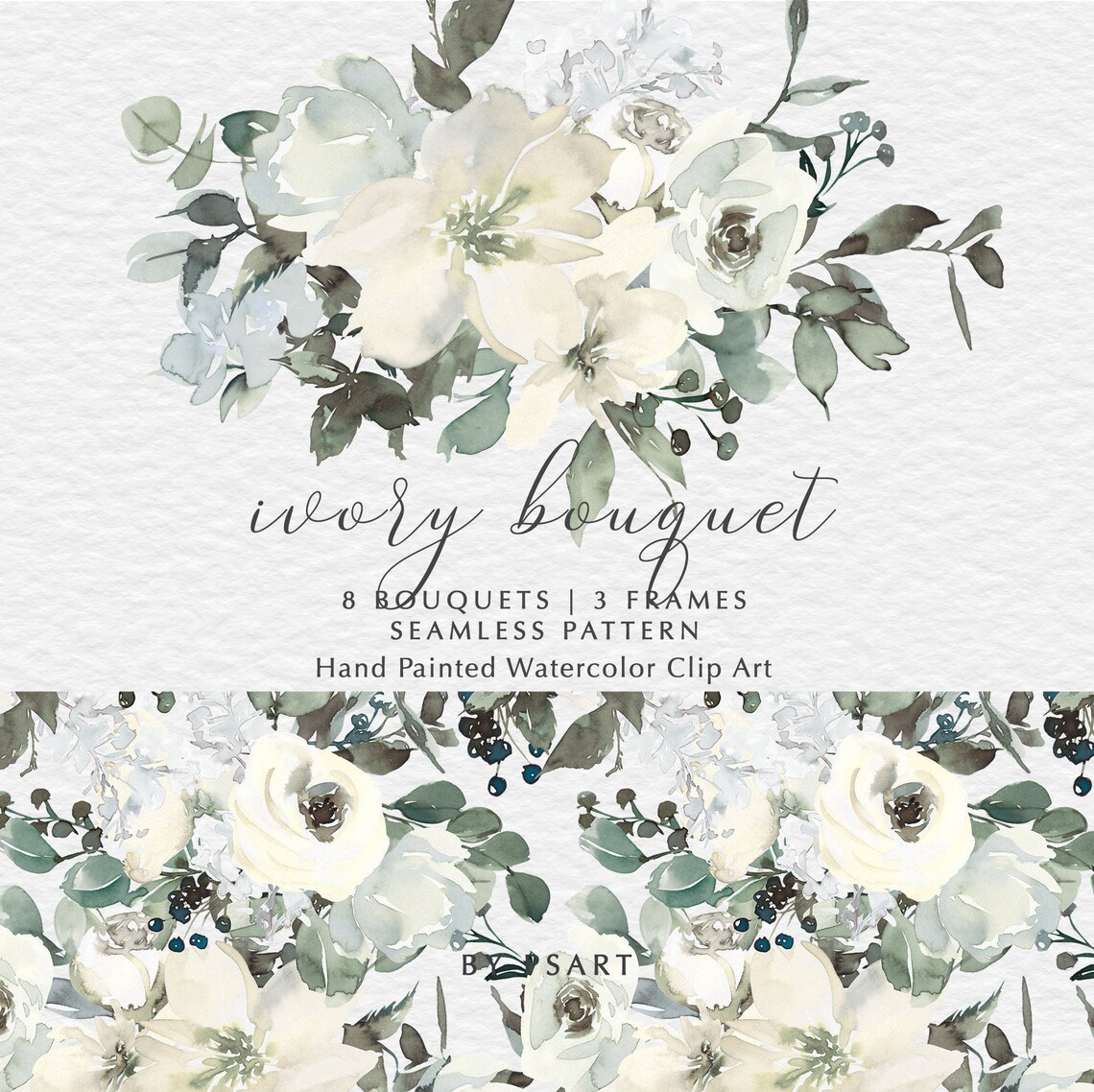 Ivory Bouquet White Watercolor Floral Clipart Bouquets - Etsy