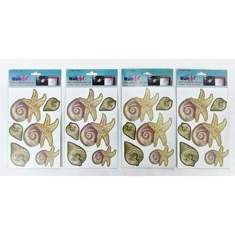 Sea Shells Decals Wall Art Self Adhesive Washable 4pk NIP Junk Journal ...