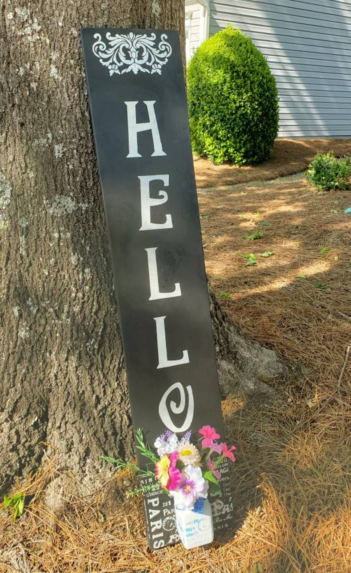 Front porch décor-hello sign-greetings board-porch signs-home | Etsy