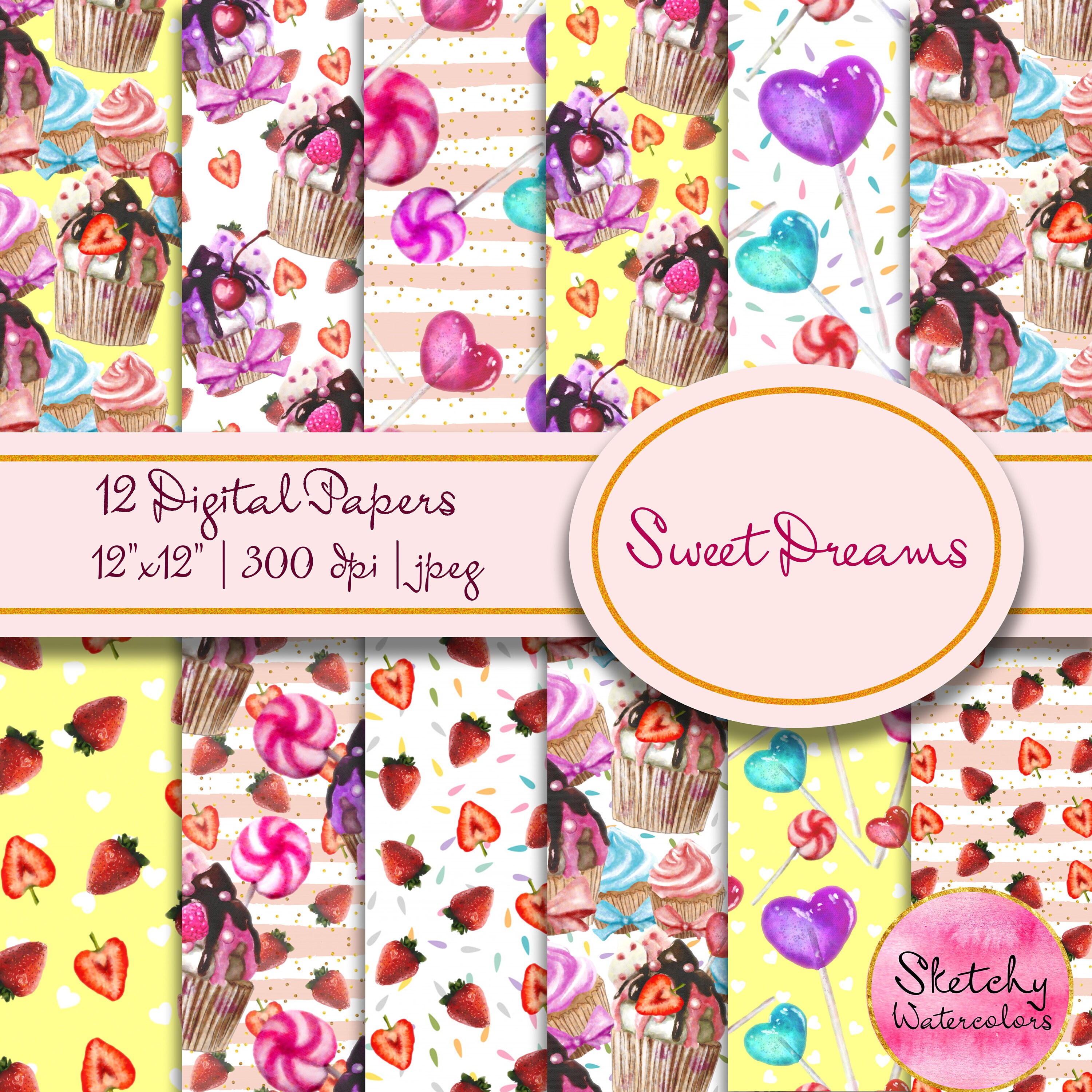 Mixed Paper Sets Craft Supplies & Tools Watercolor Candies Digital ...