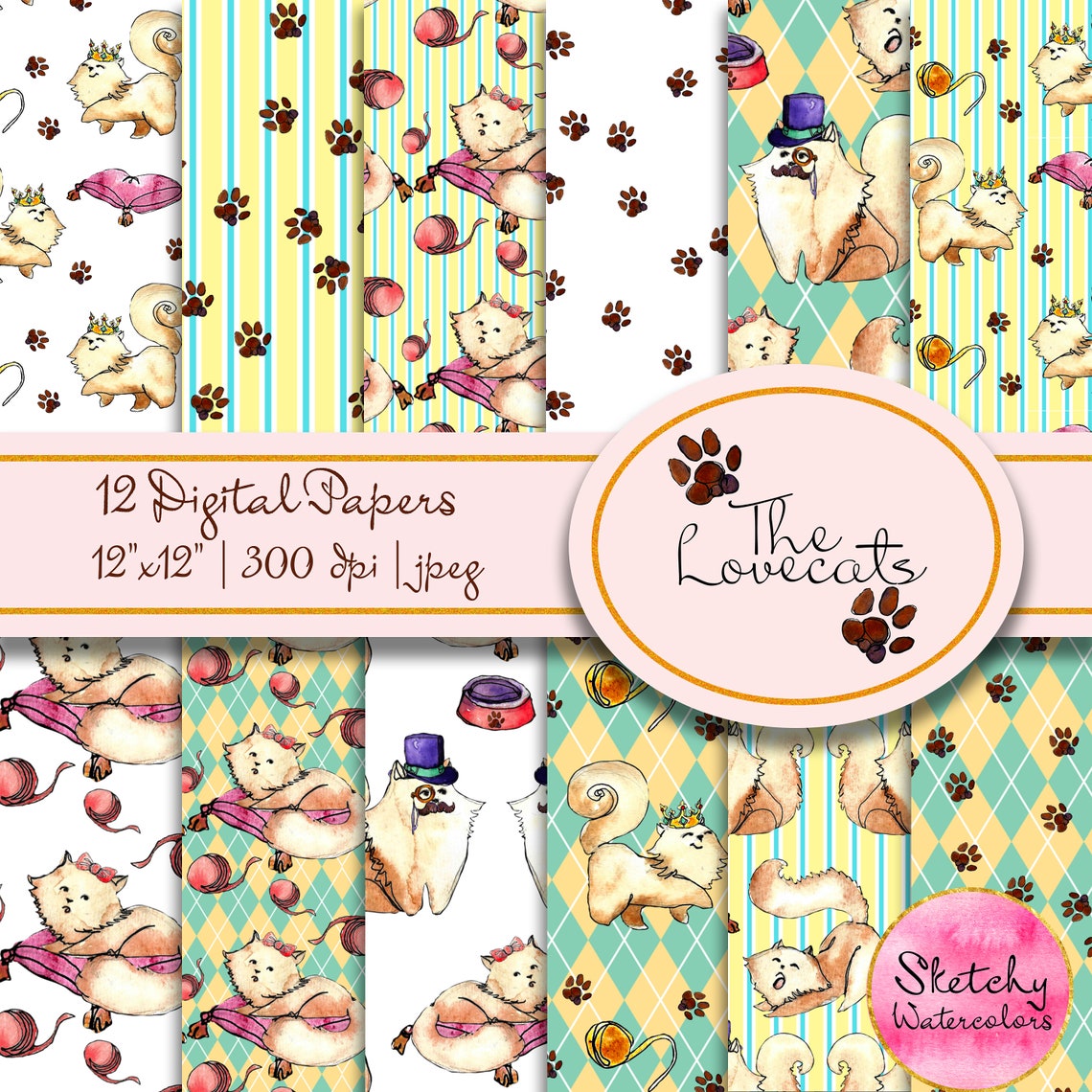 Cat Digital Paper Cat Background Cat Paper Pack Cat - Etsy