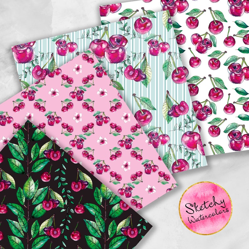 Cherry Cherry Digital Paper Scrapbooking Paper Cherry - Etsy
