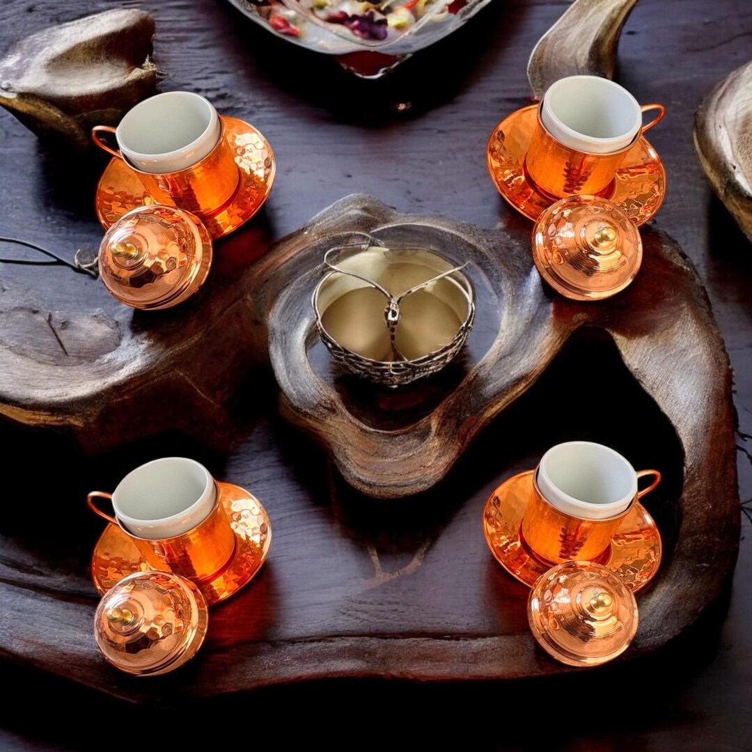 Handmade Copper Coffee Set, Coffee Serving, Turkish, Arabic Greek ...