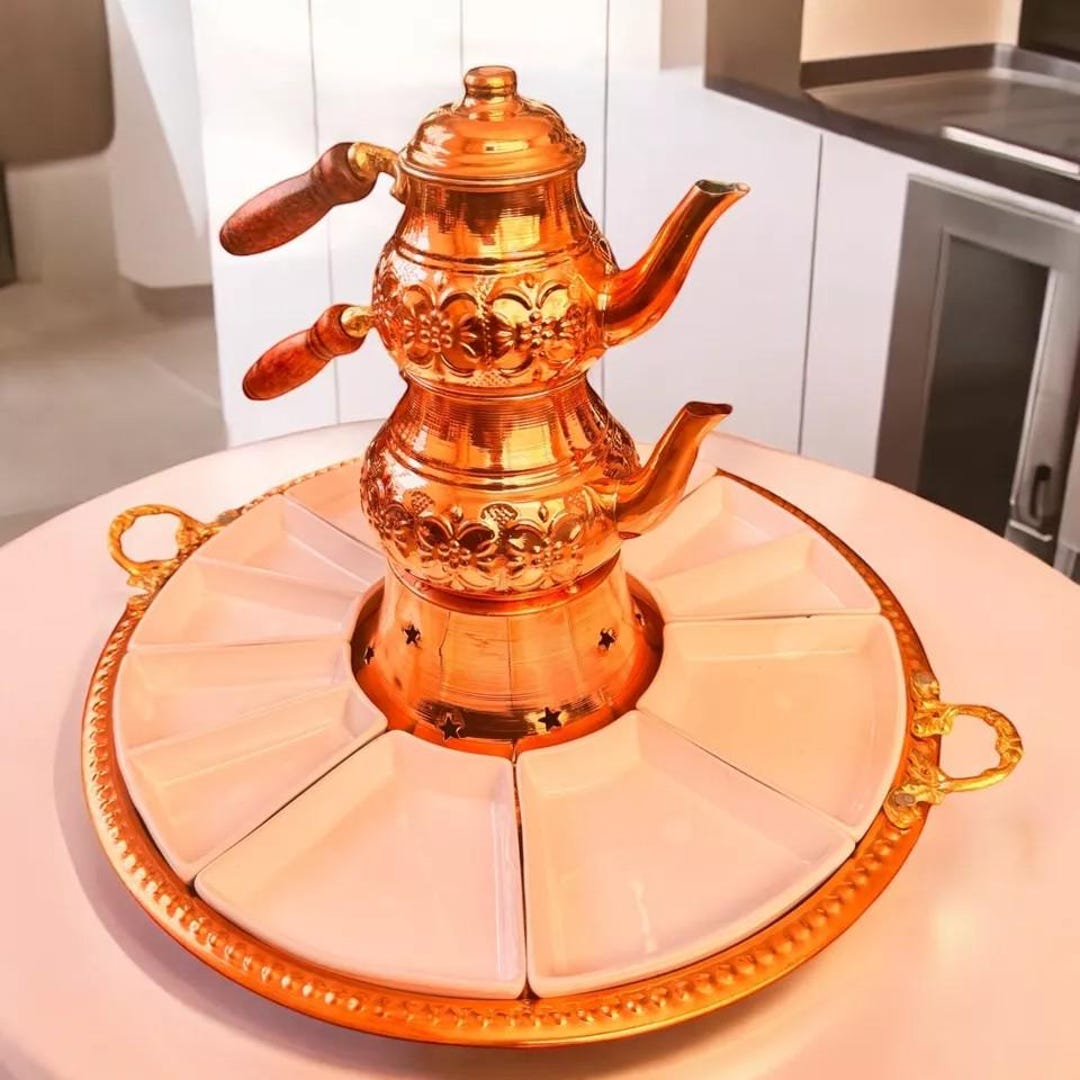 Elegant Handmade Copper Turkish Breakfast Set ,teapot ,porcelain ...