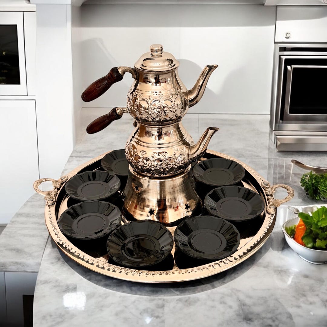 Handmade Copper Turkish Breakfast Set ,teapot ,porelin Presentation ...
