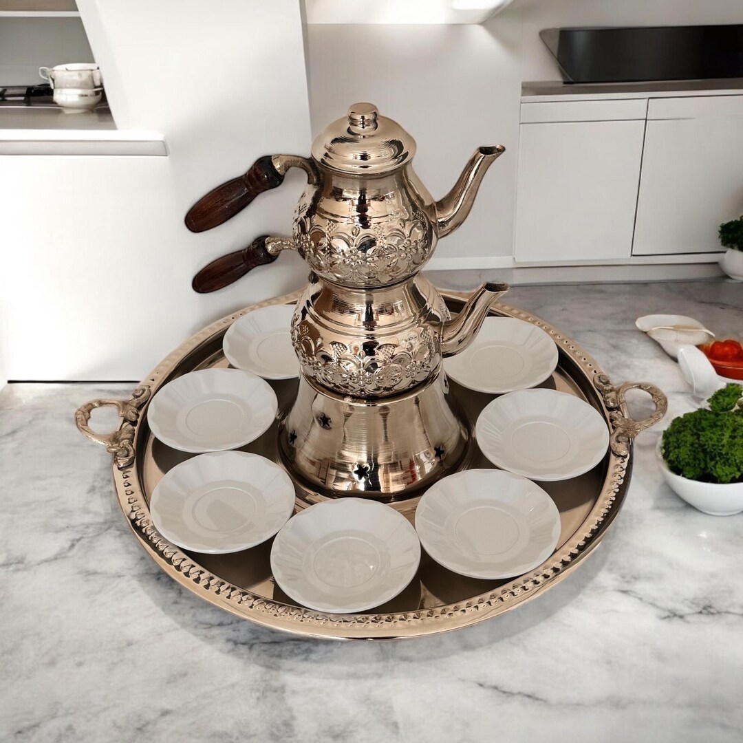 Handmade Copper Turkish Breakfast Set ,teapot ,porelin Presentation ...