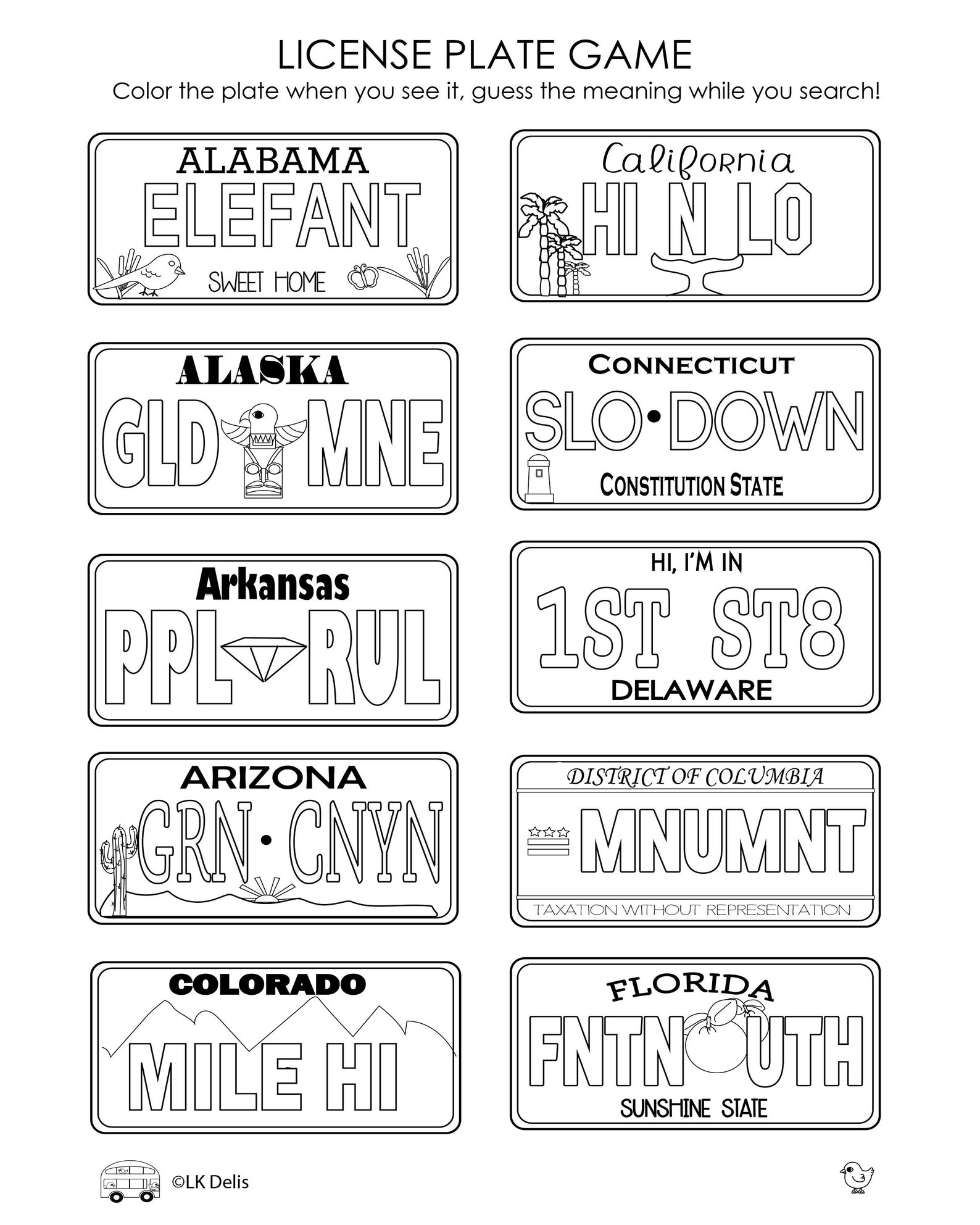 License Plate Game! Instant Download Travel Games, Car Games, Roadtrips ...