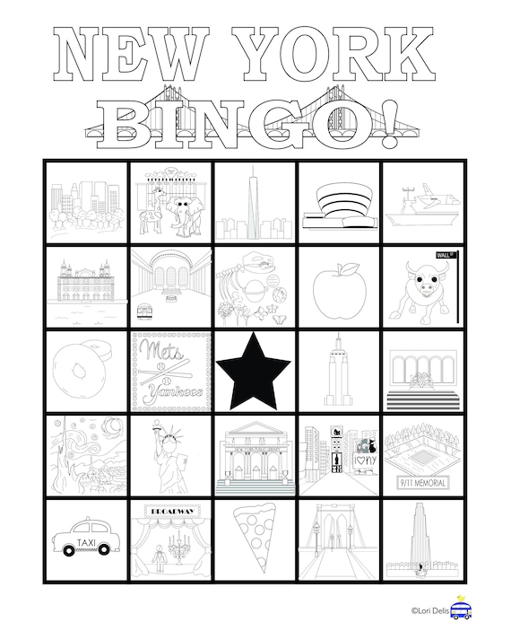 New York Bingo Family Travel Games Kids Activities Instant - Etsy