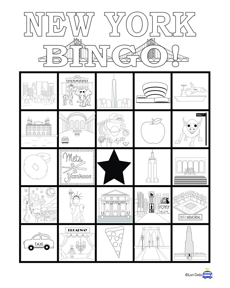 New York Bingo Family Travel Games, Kids Activities Instant Download - Etsy
