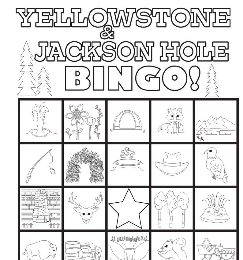 Yellowstone Bingo| National Park Travel Kids, Vacation Games, Travel ...