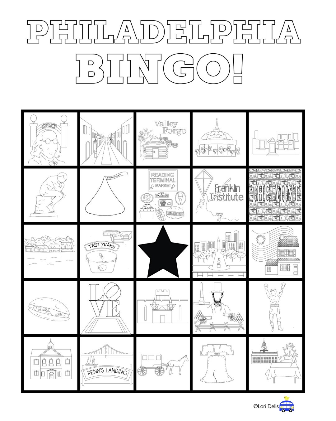 Philadelphia Bingo! Coloring, Scavenger Hunt, Bucket Listfamily Travel ...