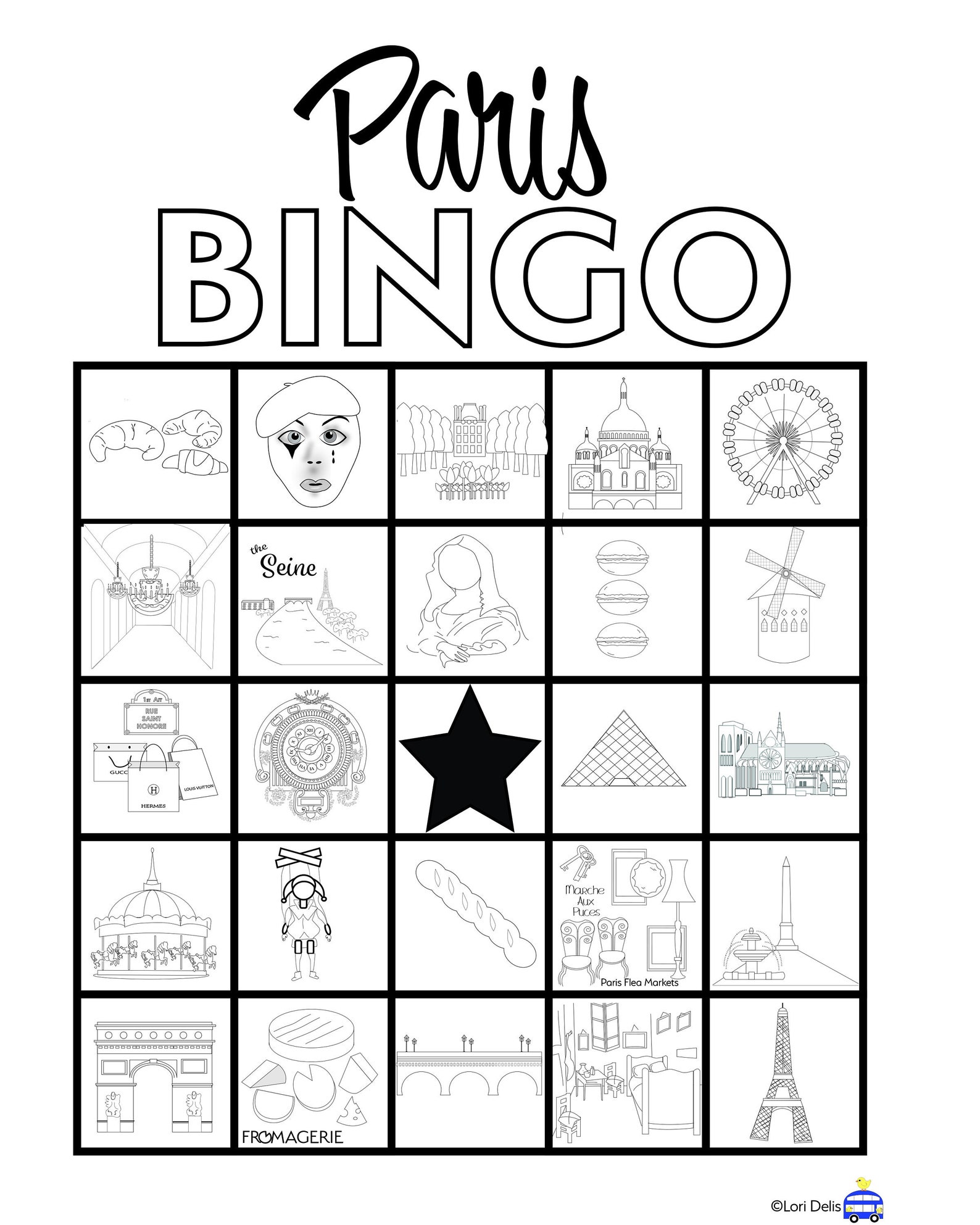 Paris Bingo! France Scavenger Hunt, Coloring Activities. Europe Kids ...