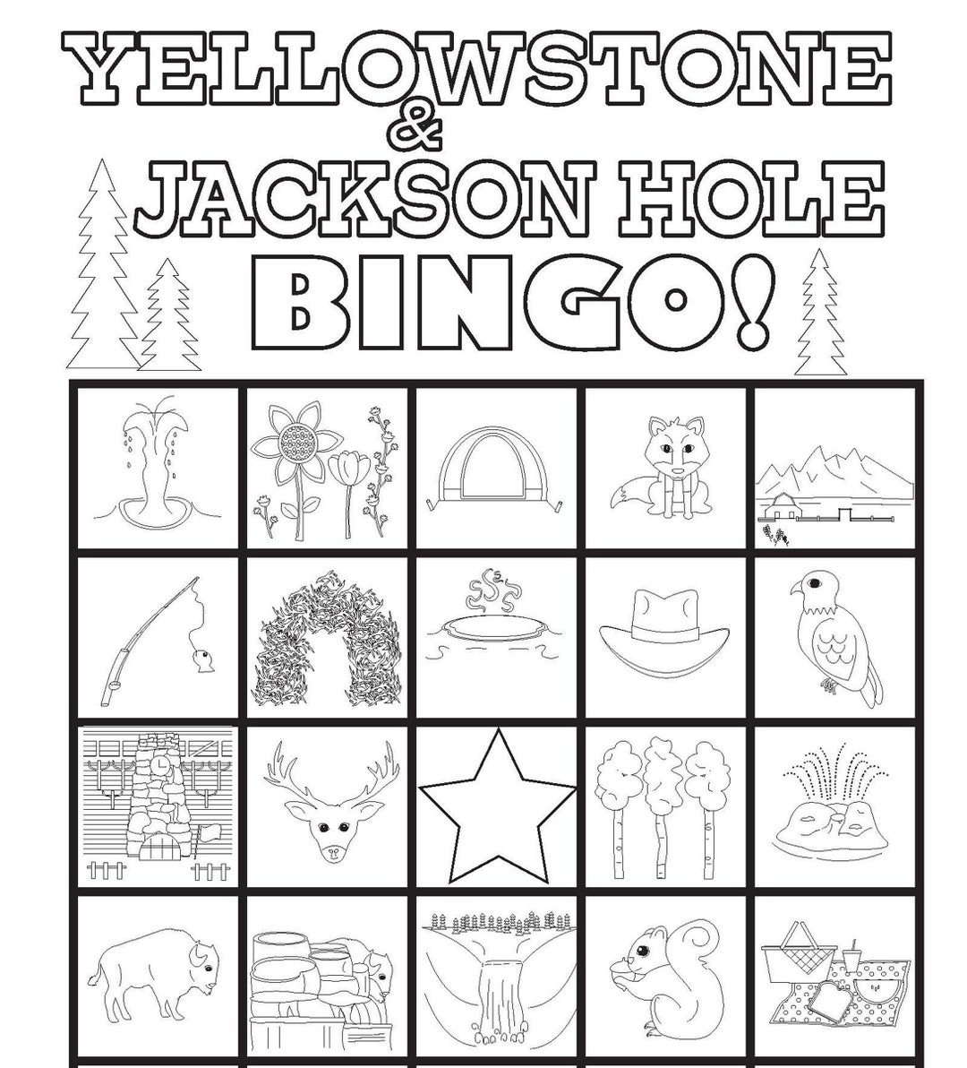 Yellowstone Bingo| National Park Travel Kids, Vacation Games, Travel ...
