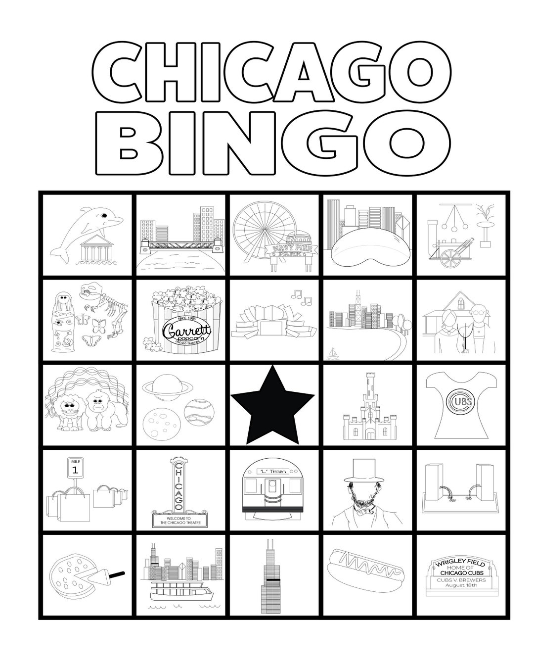 Chicago Bingo! Instant Download- Family Games, Travel Activities for ...