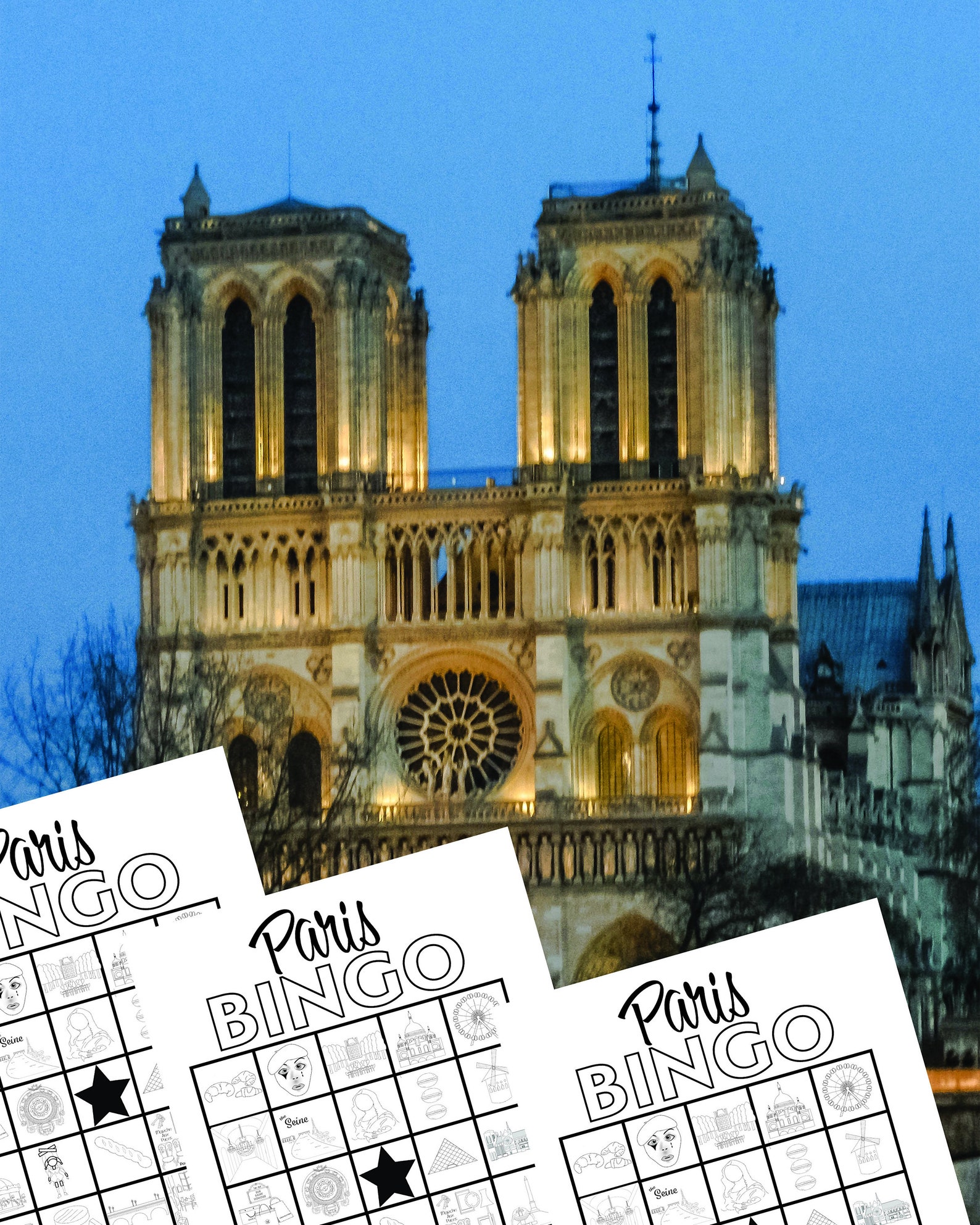 Paris Bingo! France Scavenger Hunt, Coloring Activities. Europe Kids ...