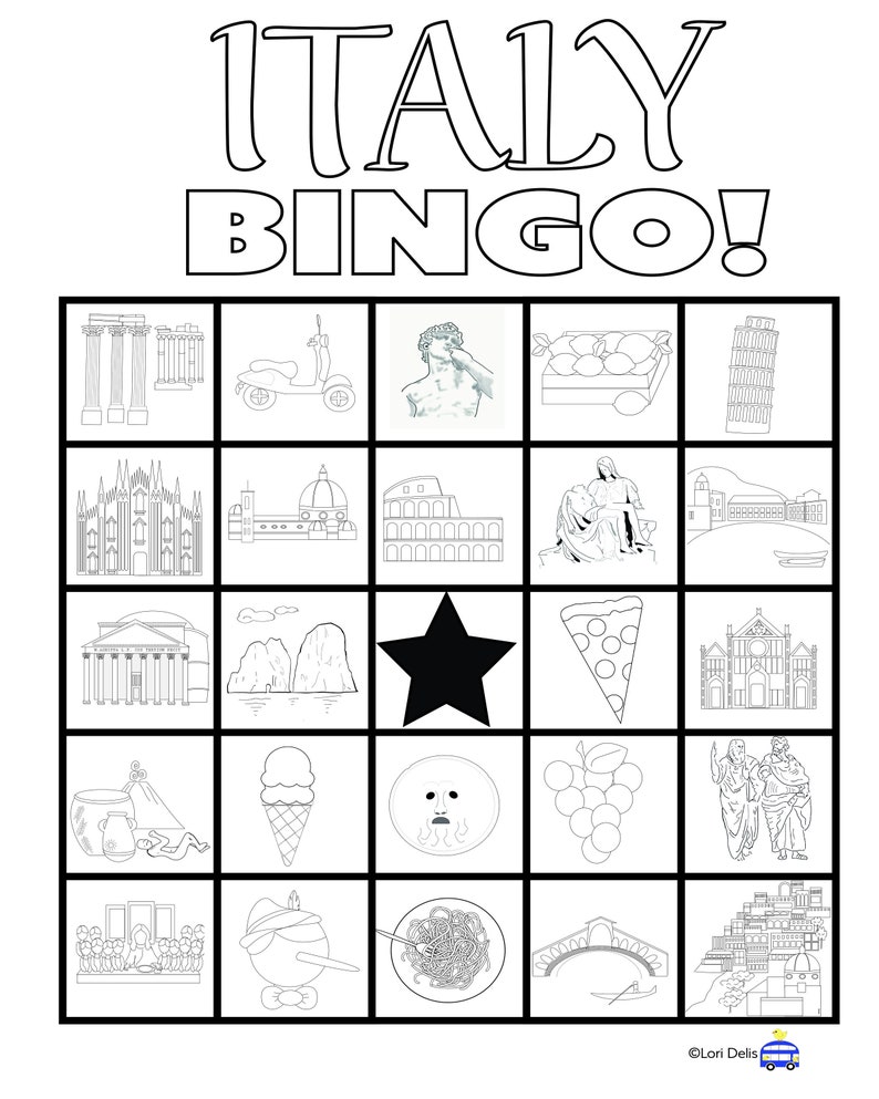Italy Bingo! Bucket List, Scavenger Hunt, Travel Game, Europe Kids ...
