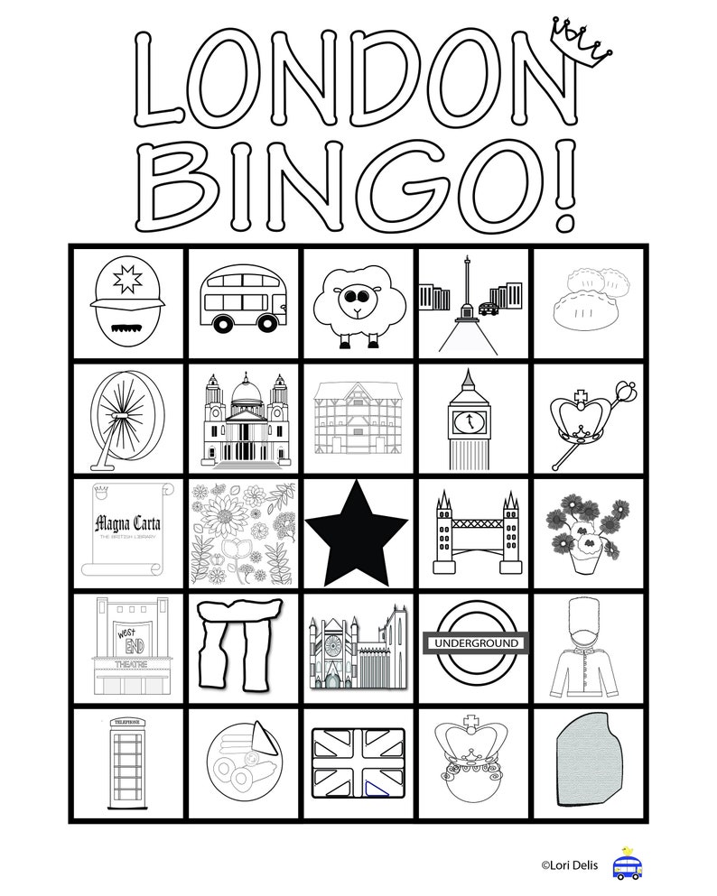 London Bingo!travel Games for Kids, Family Activities Instant Download ...
