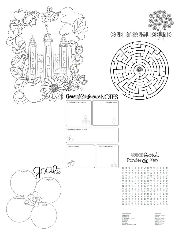 LDS General Conference Packet Activity, Games, Coloring, Church of ...