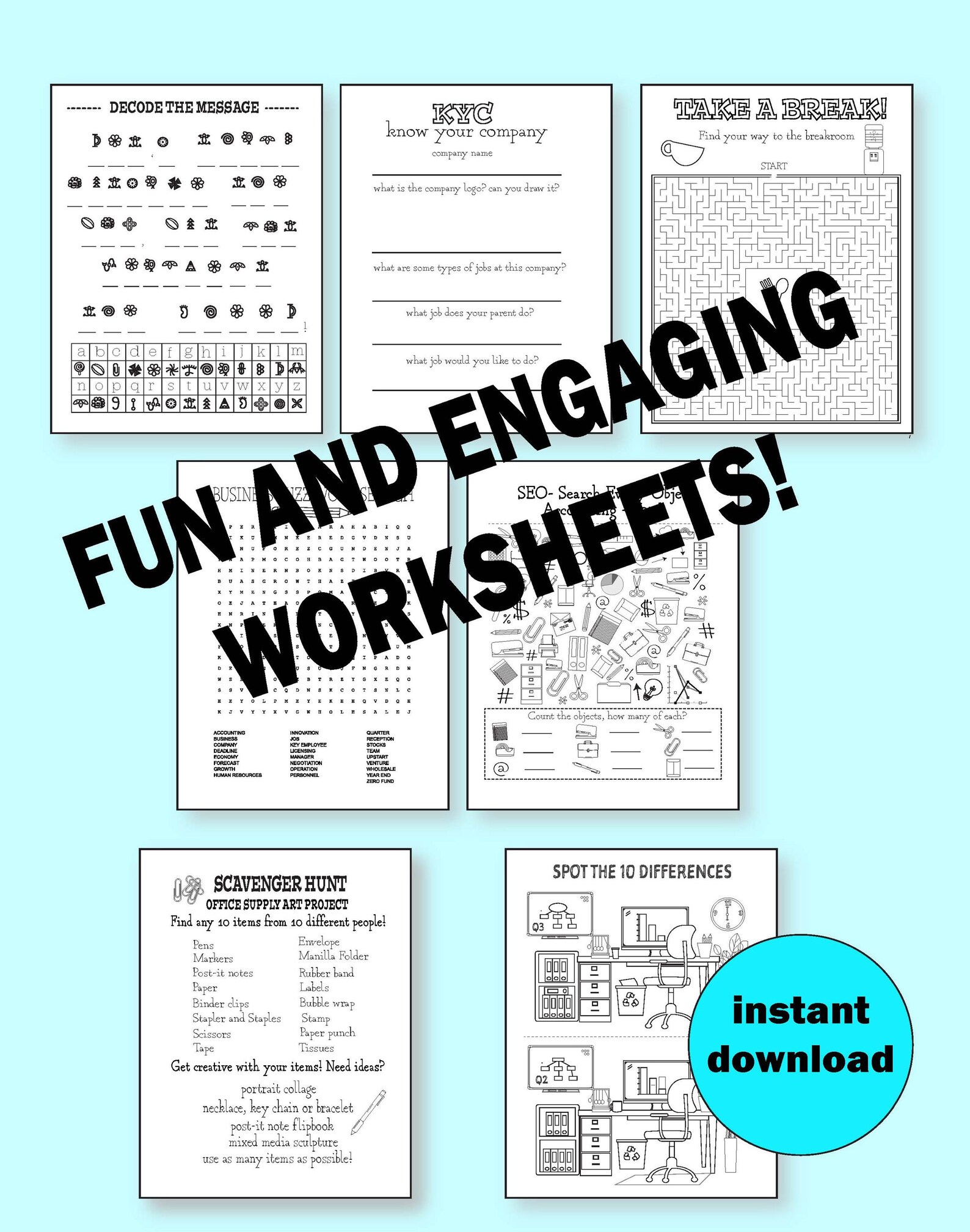 Bring Your Child to Work Day Activity Kit| Instant Download. BYKTWD ...