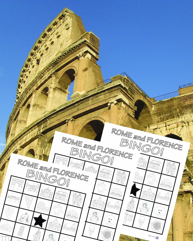 Rome and Florence Bingo! Italy Bucket List, Scavenger Hunt. Travel Game ...