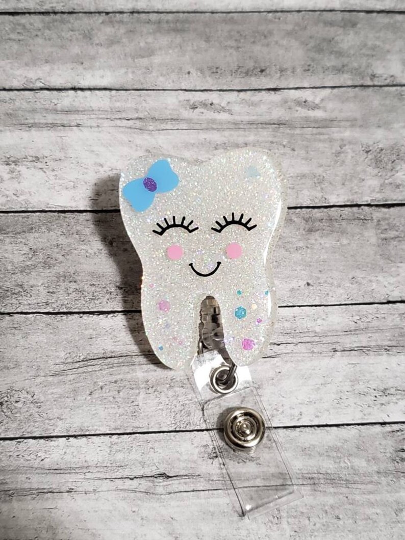 Cute Tooth With Face Retractable Badge Reel Dental Badge - Etsy