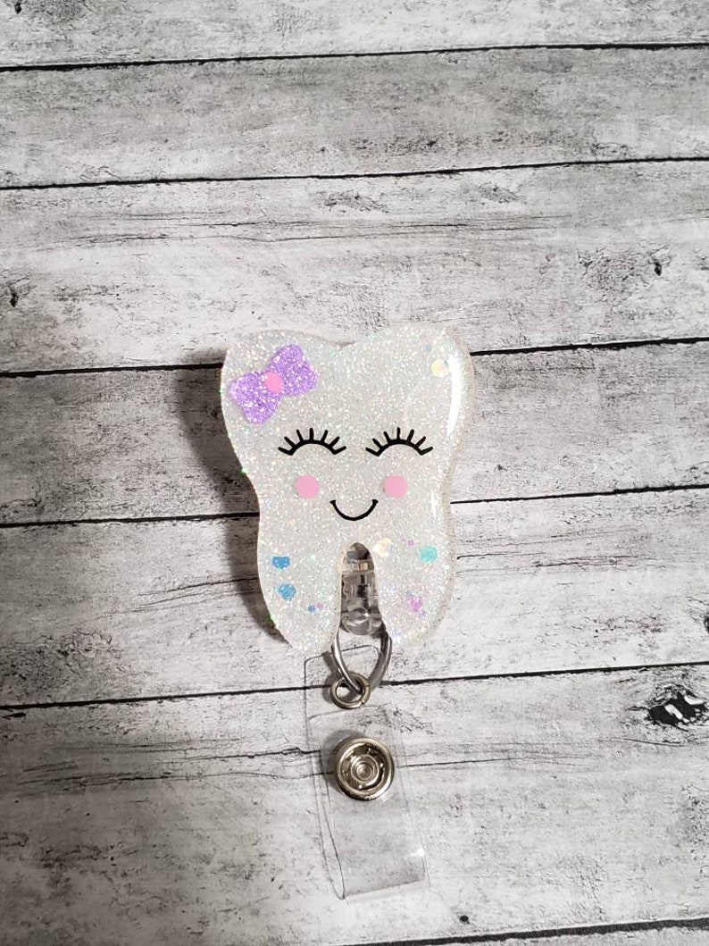 Cute Tooth With Face Retractable Badge Reel Dental Badge - Etsy
