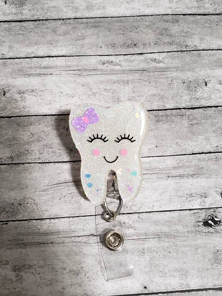 Cute Tooth With Face Retractable Badge Reel Dental Badge - Etsy