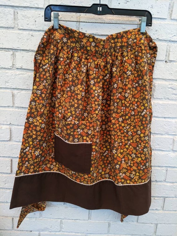 Upcycled Vintage Fabric Kitchen Apron 70s Earth Tones Floral - Etsy