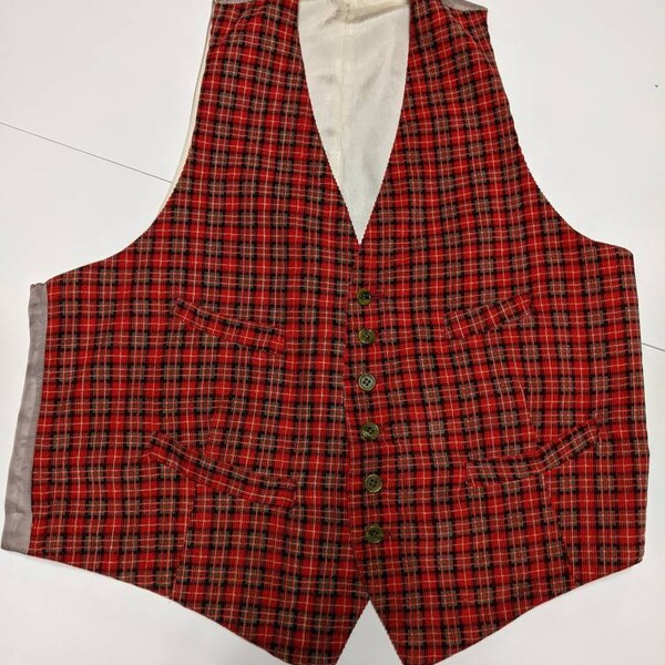 Red Plaid Vests - Etsy