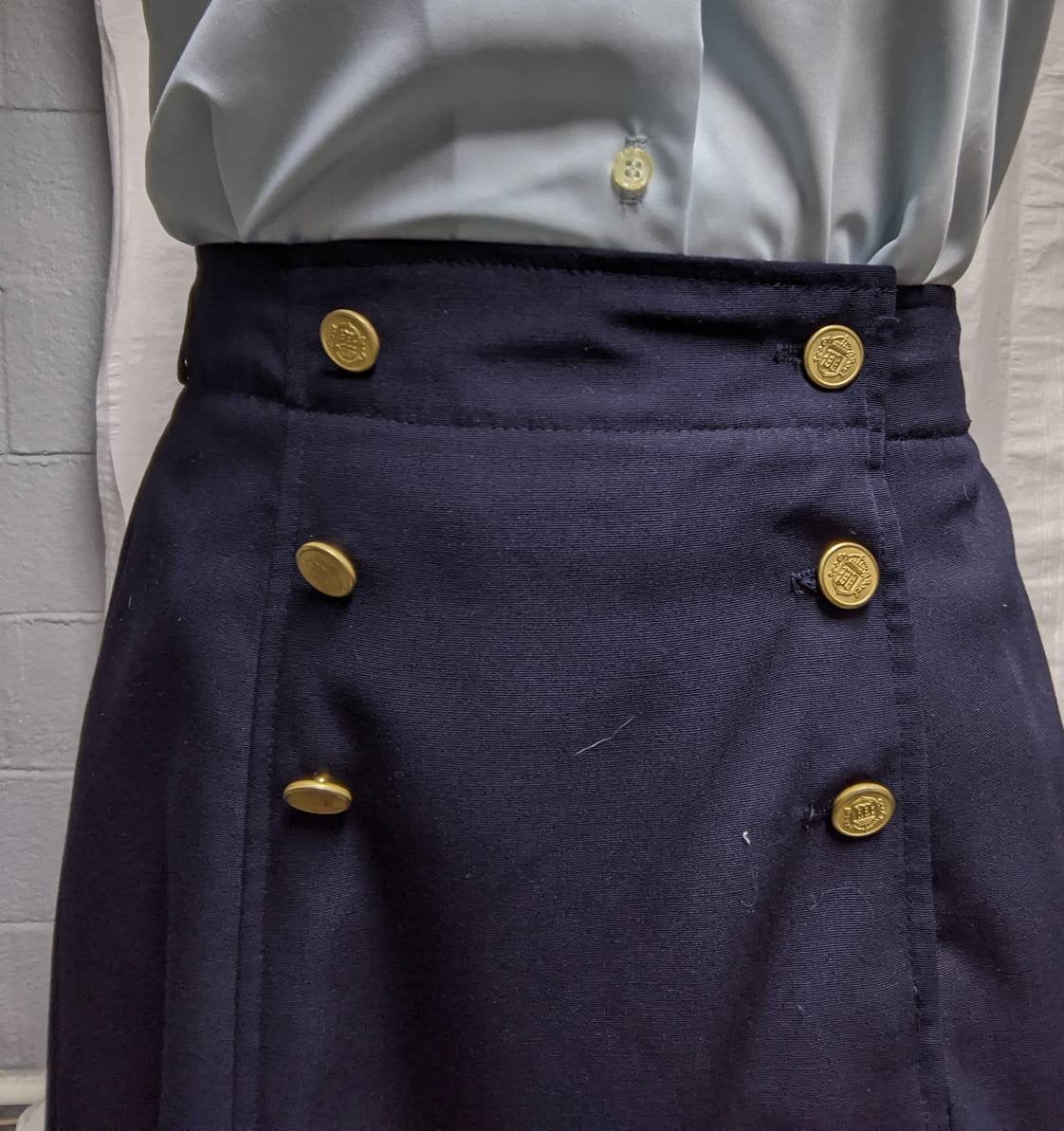 Vintage Navy Blue 70s Nautical Style Midi Skirt Brass Buttons | Etsy
