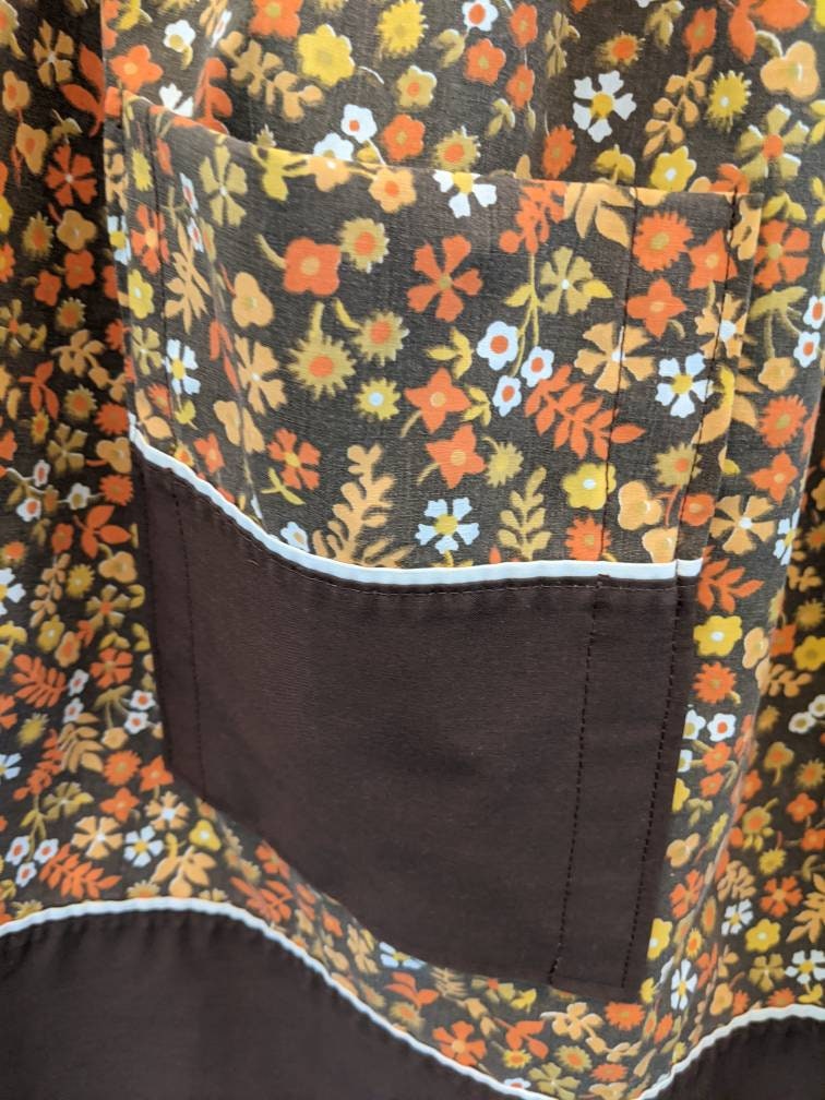 Upcycled Vintage Fabric Kitchen Apron 70s Earth Tones Floral | Etsy