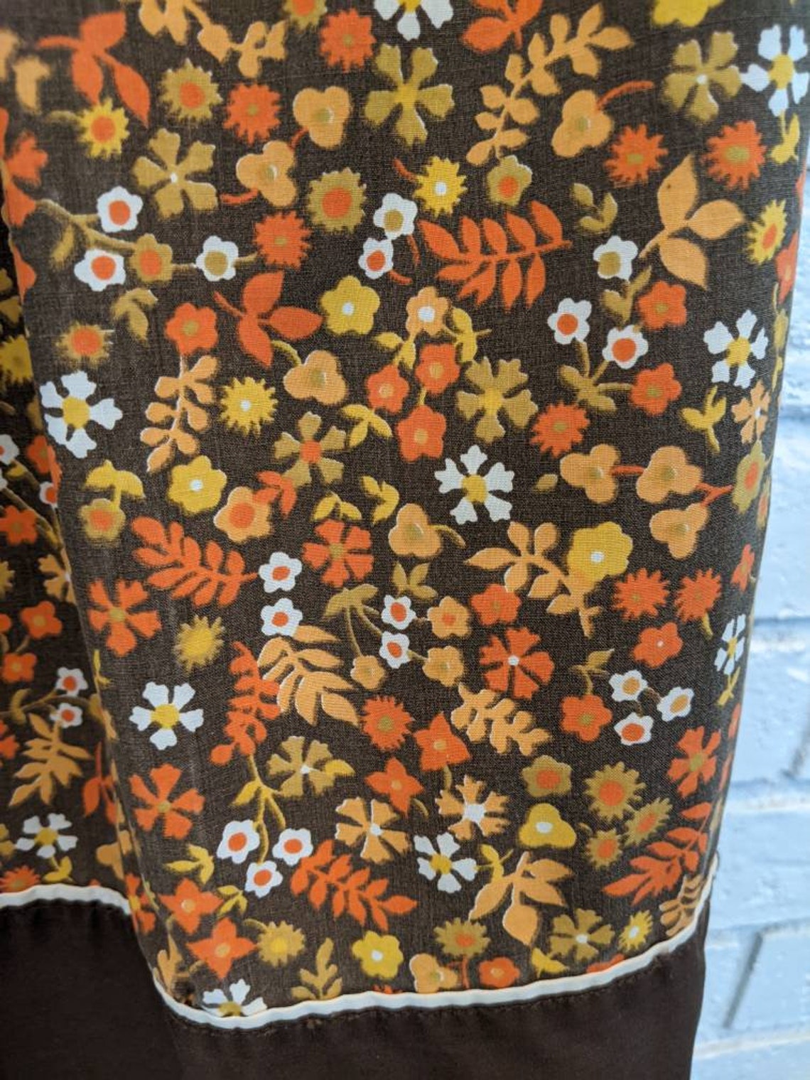 Upcycled Vintage Fabric Kitchen Apron 70s Earth Tones Floral | Etsy