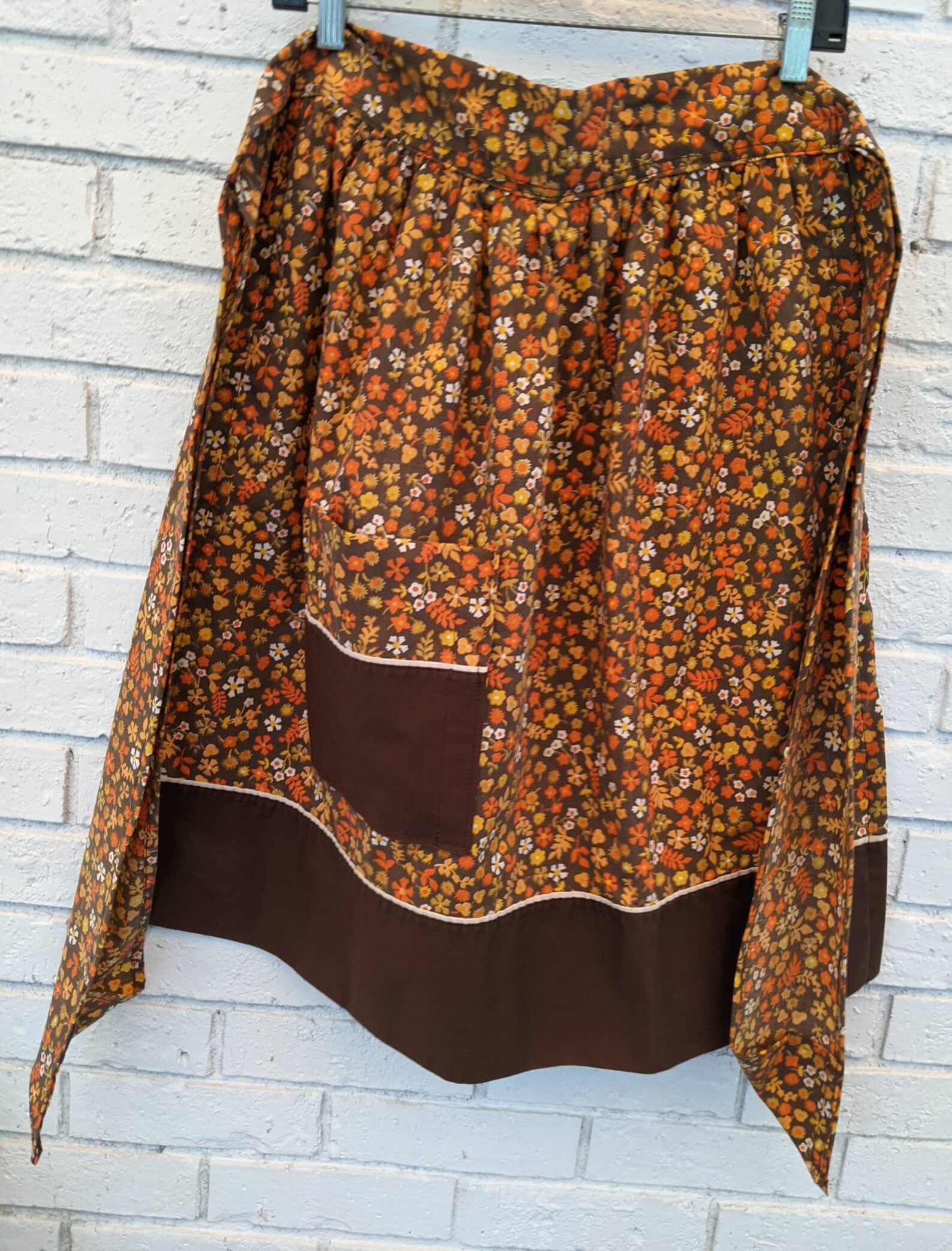 Upcycled Vintage Fabric Kitchen Apron 70s Earth Tones Floral | Etsy