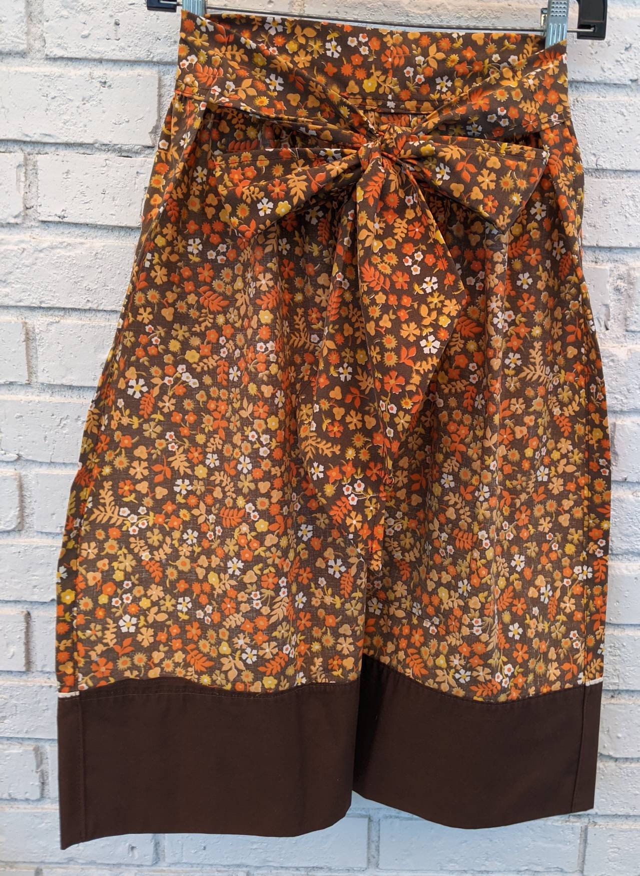 Upcycled Vintage Fabric Kitchen Apron 70s Earth Tones Floral | Etsy