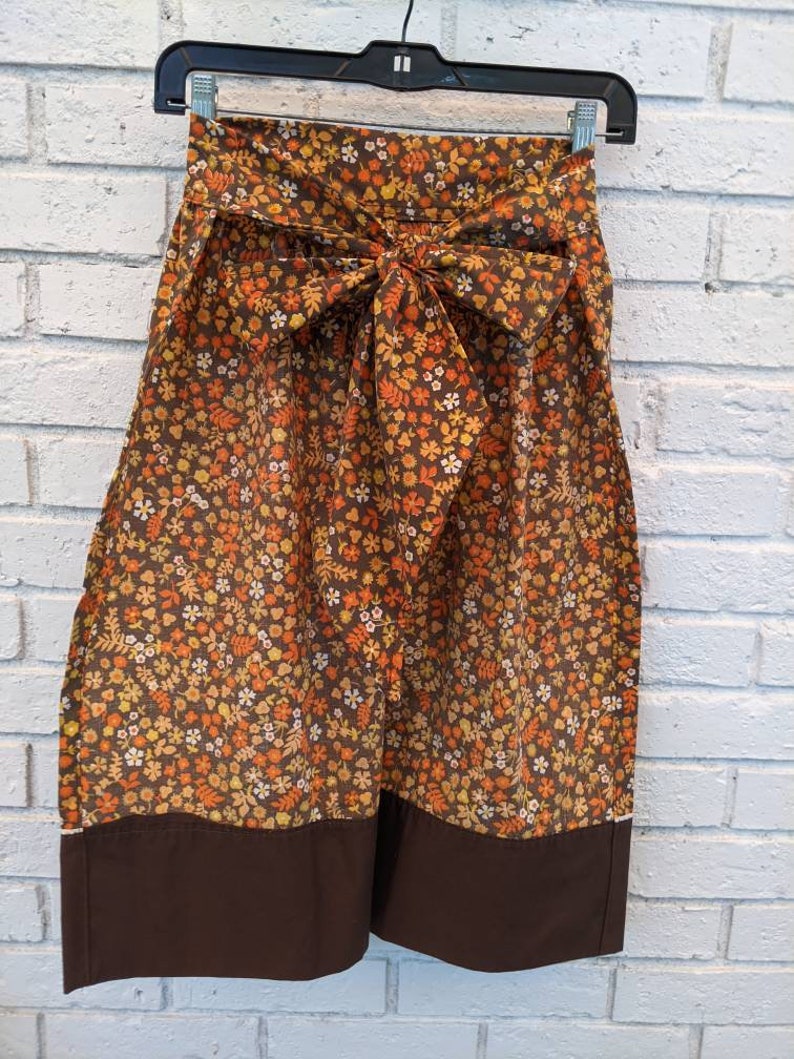 Upcycled Vintage Fabric Kitchen Apron 70s Earth Tones Floral - Etsy