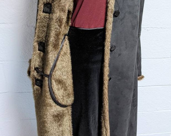 Utex Vegan Shearling Women's Maxi Coat. Black and Brown.collarless ...
