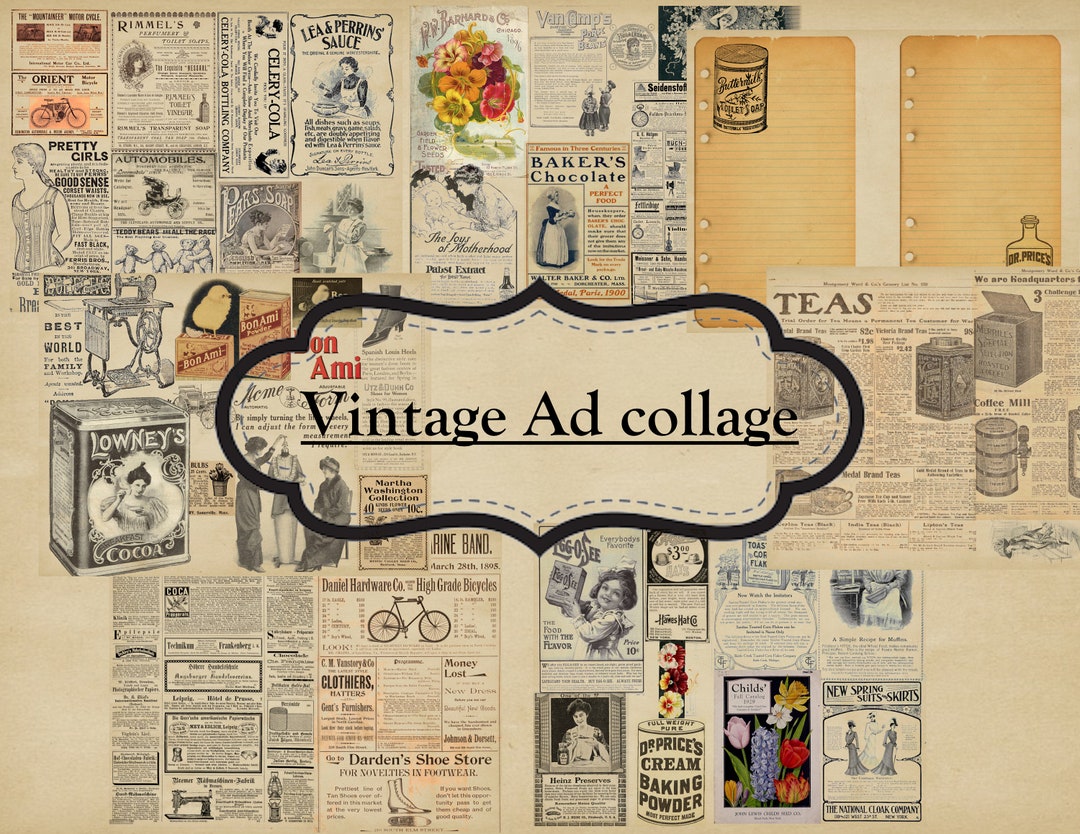 Vintage Ad Collage Junk Journal Kit - Etsy
