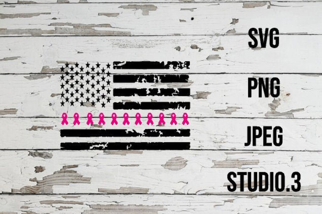 Breast Cancer Awareness Flag Svg Pink Ribbon Usa Flag Svg - Etsy