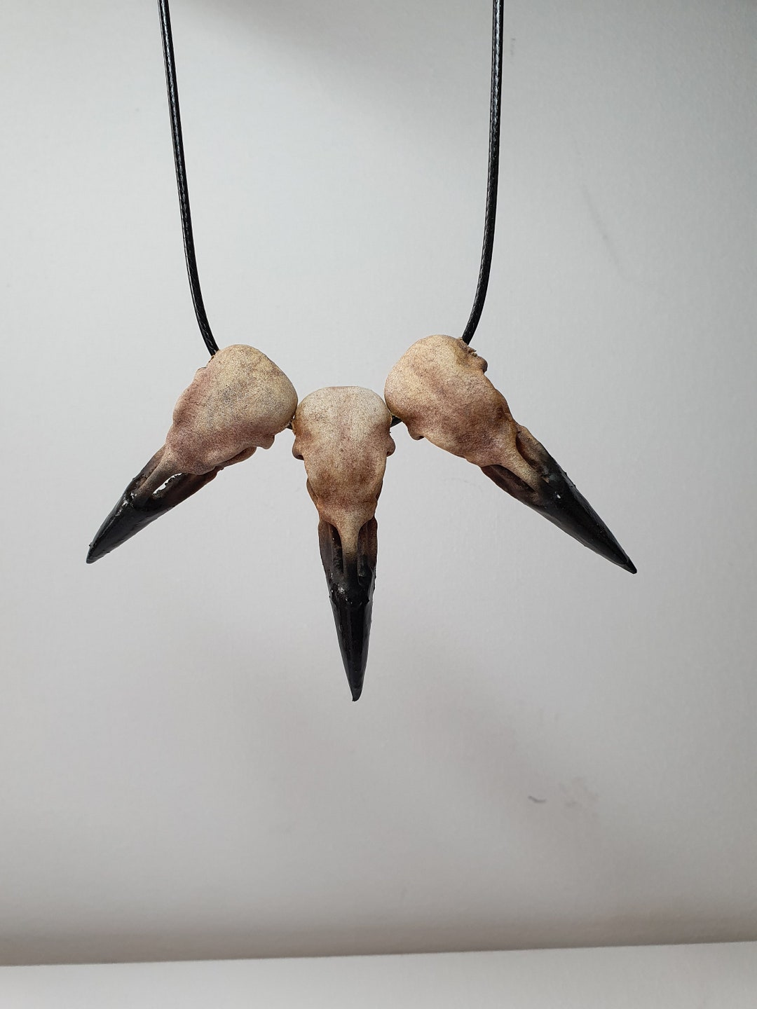 3 Raven Skulls Necklace Small 3D Printed Skull, Gothic Jewelry ...
