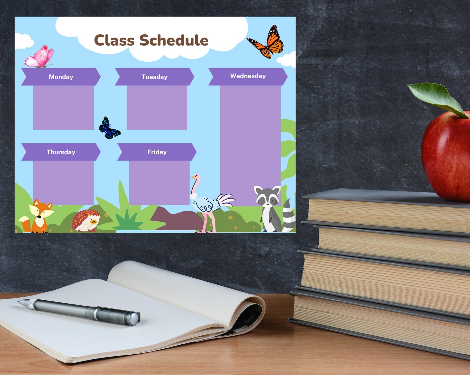 Printable Teachers Class Schedule Chart 11 X 8.5 PDF Download - Etsy