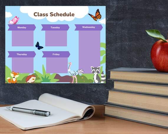 Printable Teachers Class Schedule Chart 11 X 8.5 PDF Download - Etsy