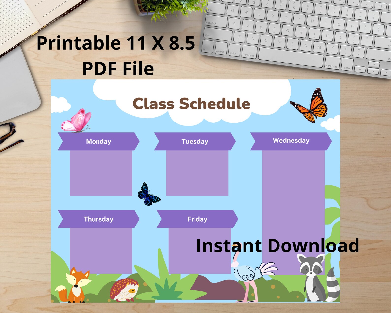 Printable Teachers Class Schedule Chart 11 X 8.5 PDF Download - Etsy