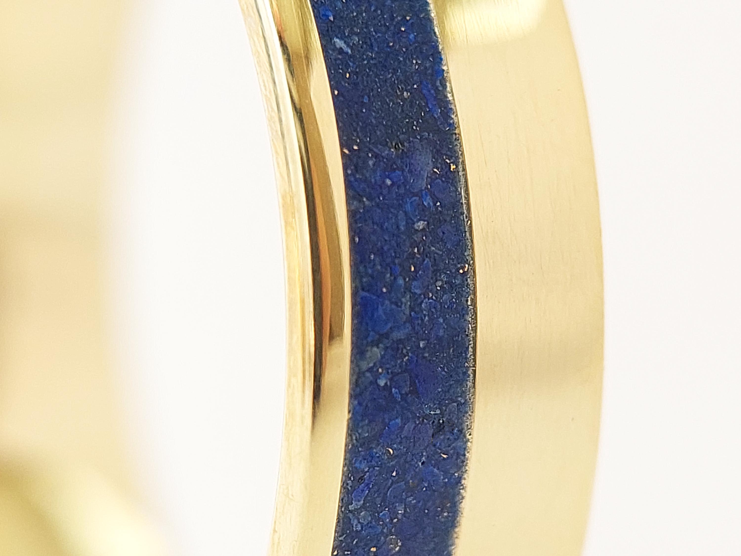 Solid Gold Ring in Lapis, 8/14/18K Band Inlaid With Chipped Offset ...