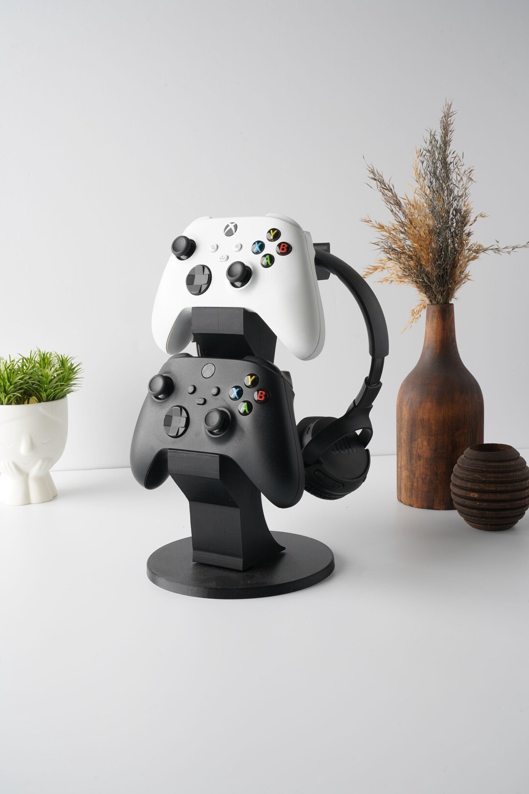 Dual Joystick + Headphone Stand | 3-in-1 Gaming Holder for Desk Setup ...