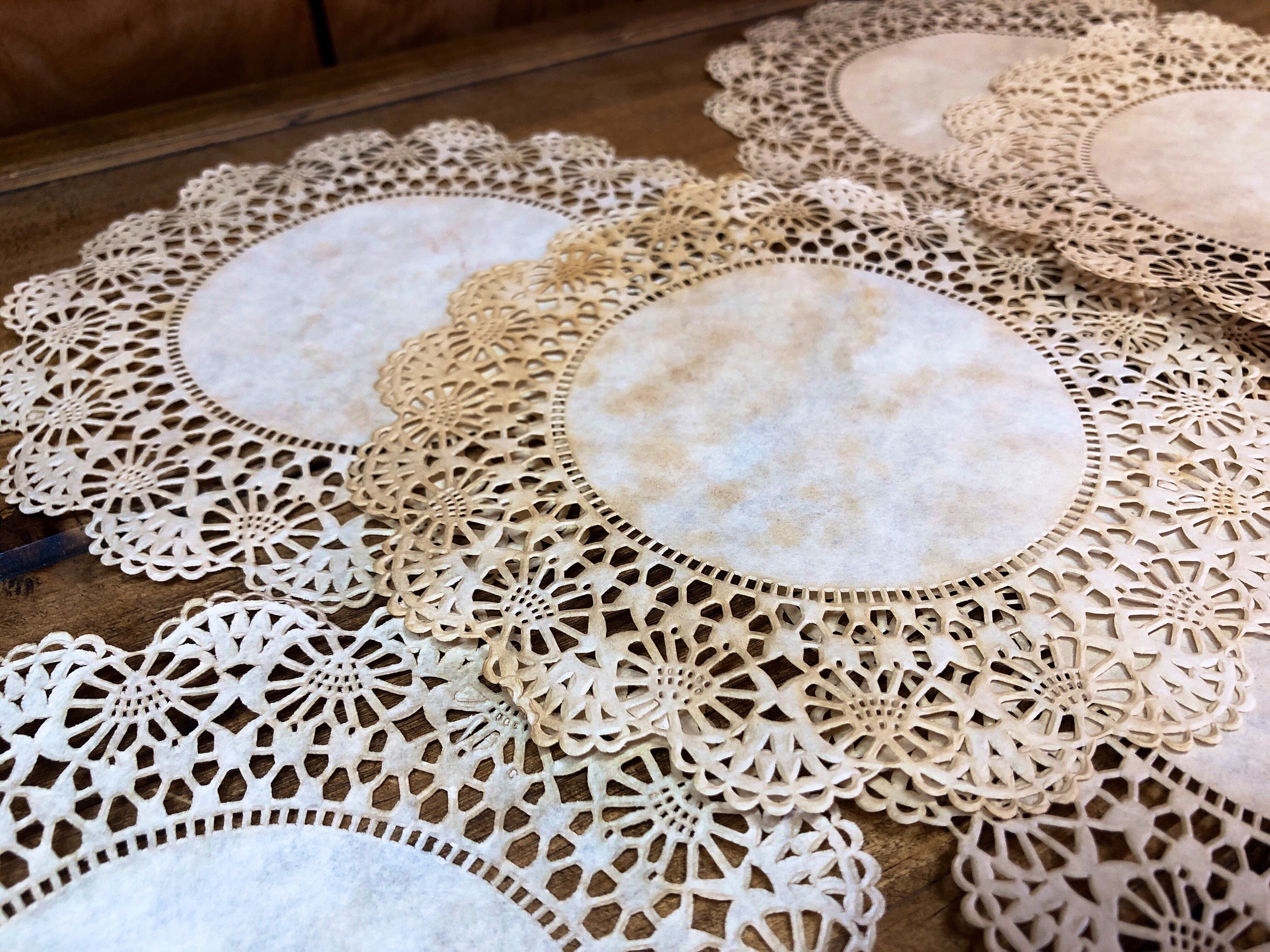 Set of 10 Six Inch Tea Dyed Paper Doilies. Tea Stained | Etsy