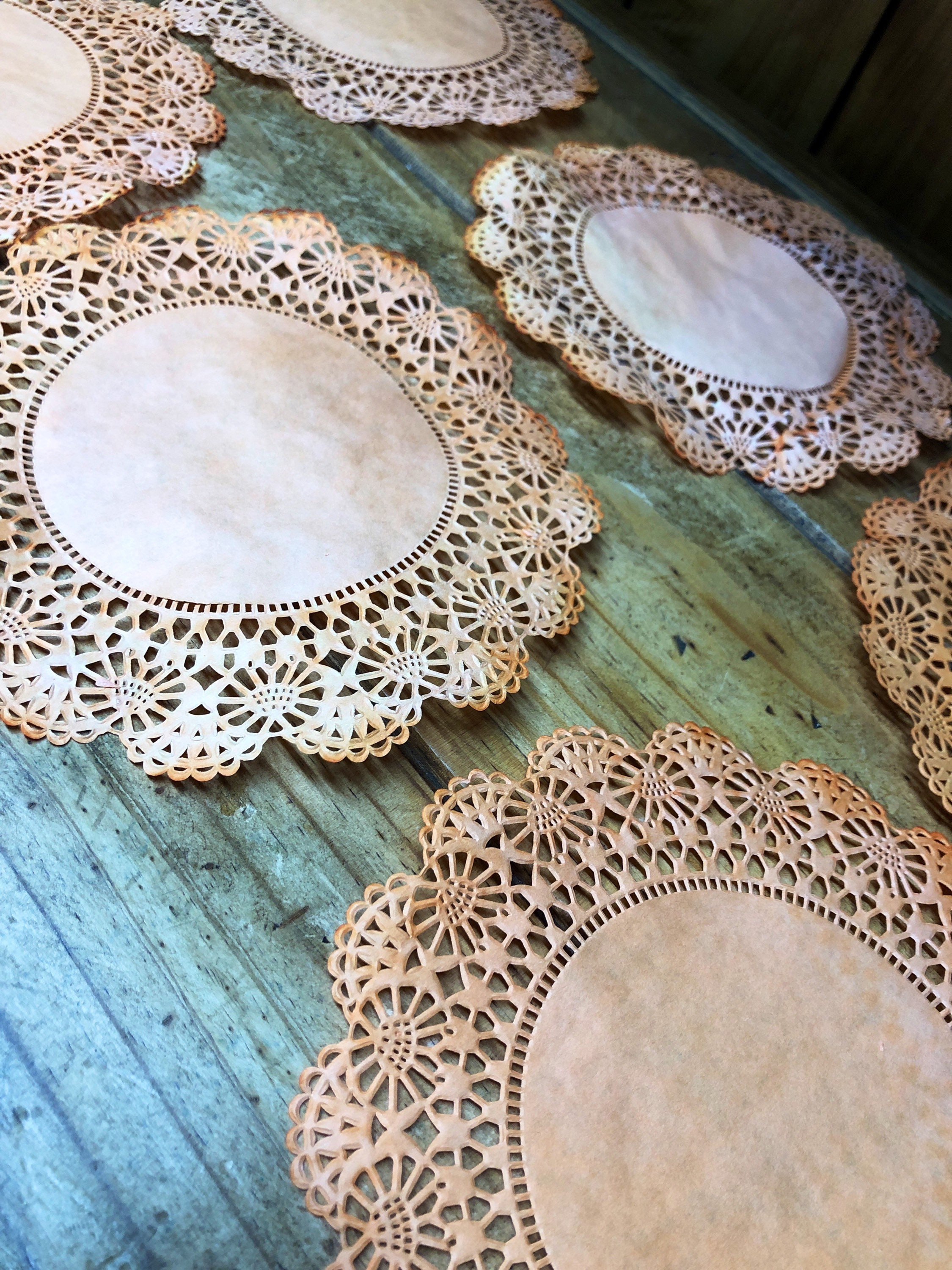 10 Six Inch Orange Tea Dyed Paper Doilies. Tea Stained | Etsy