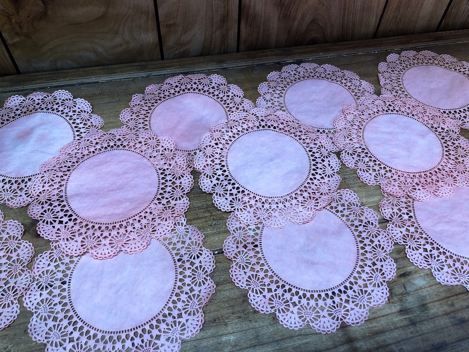 Set of 10 Six Inch Pink/light Red Tea Dyed Paper Doilies. Tea - Etsy