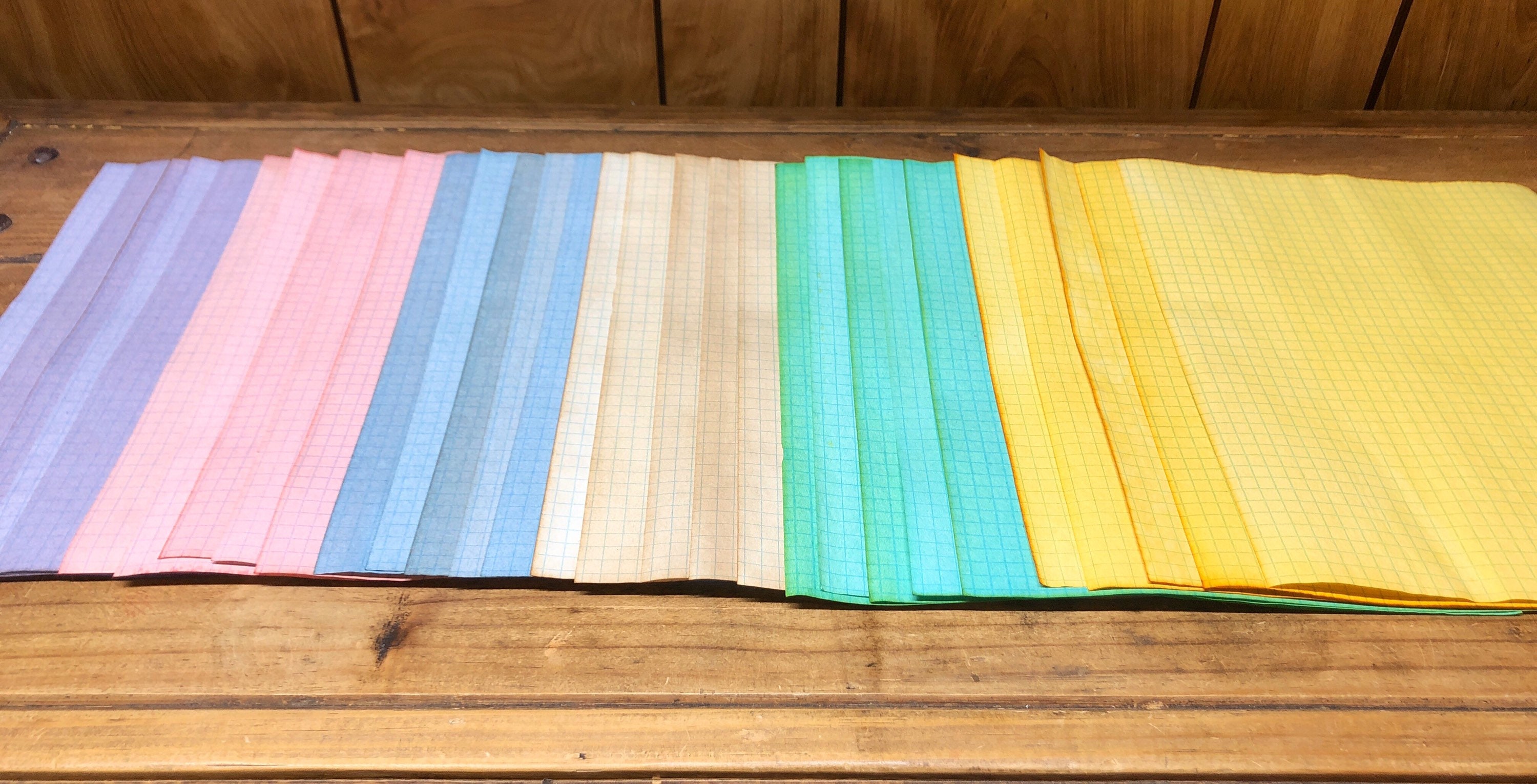 30 Sheets of Multicolored Tea Dyed 8.5 X 11’ Double-sided Graph Paper ...