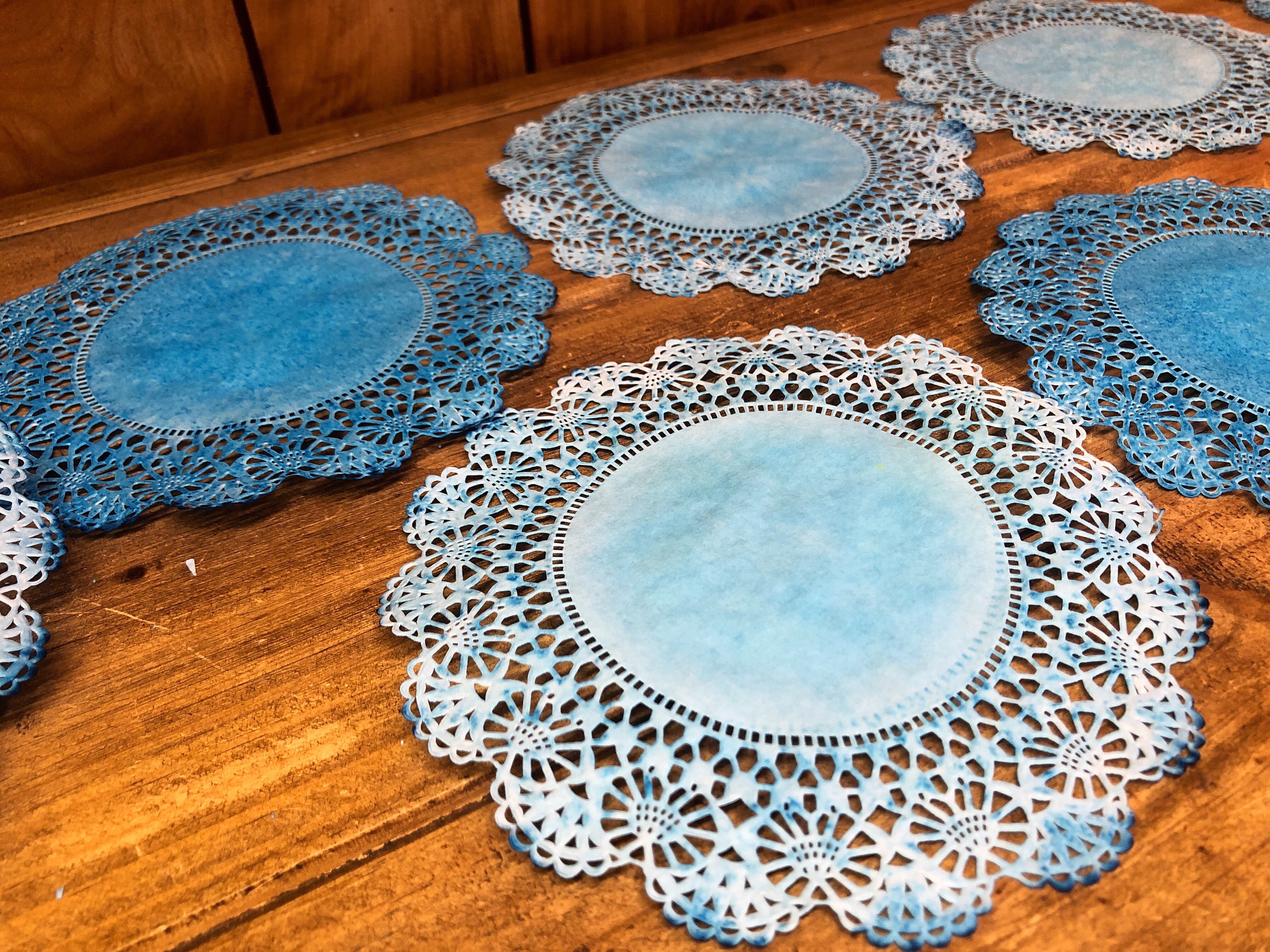 10 Six Inch Blue Tea Dyed Paper Doilies. Tea Stained Doilies. - Etsy UK